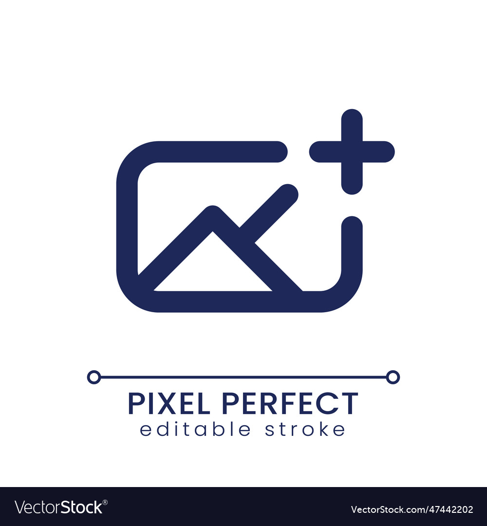 Add image pixel perfect linear ui icon Royalty Free Vector