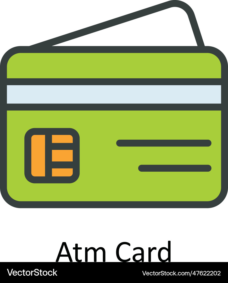 Atm card fill outline icon design Royalty Free Vector Image