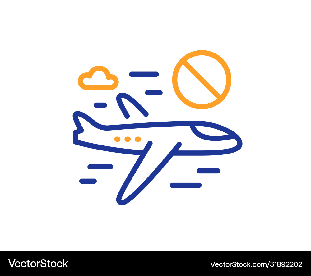 Cancel flight line icon no flights sign Royalty Free Vector