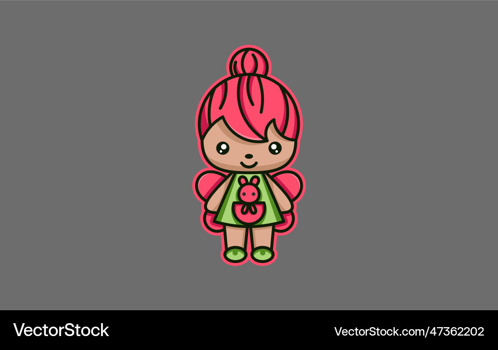 Cute girl or doll logo template Royalty Free Vector Image