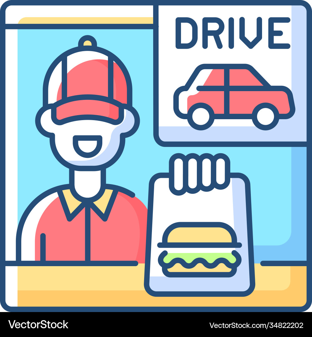 Drive through window rgb color icon Royalty Free Vector