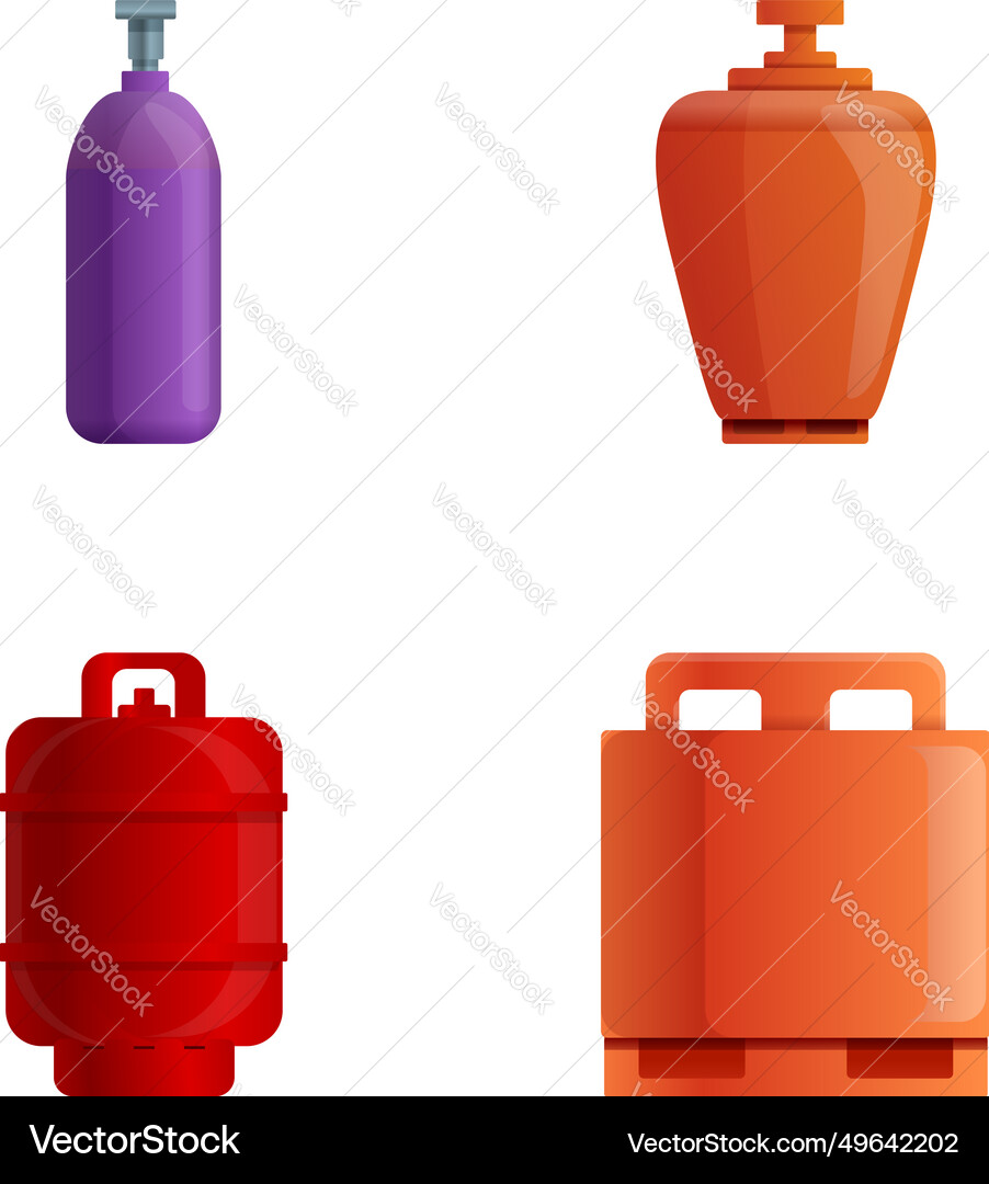 Gas cylinder icons set cartoon different Vector Image