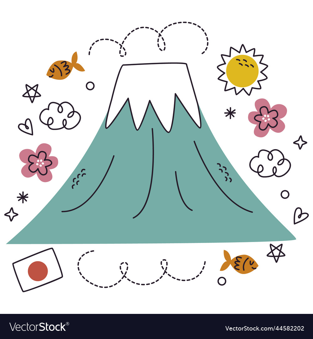 Hand drawn japanese elements set Royalty Free Vector Image