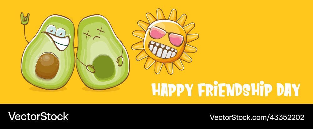 Happy friendship day cartoon comic horizontal Vector Image