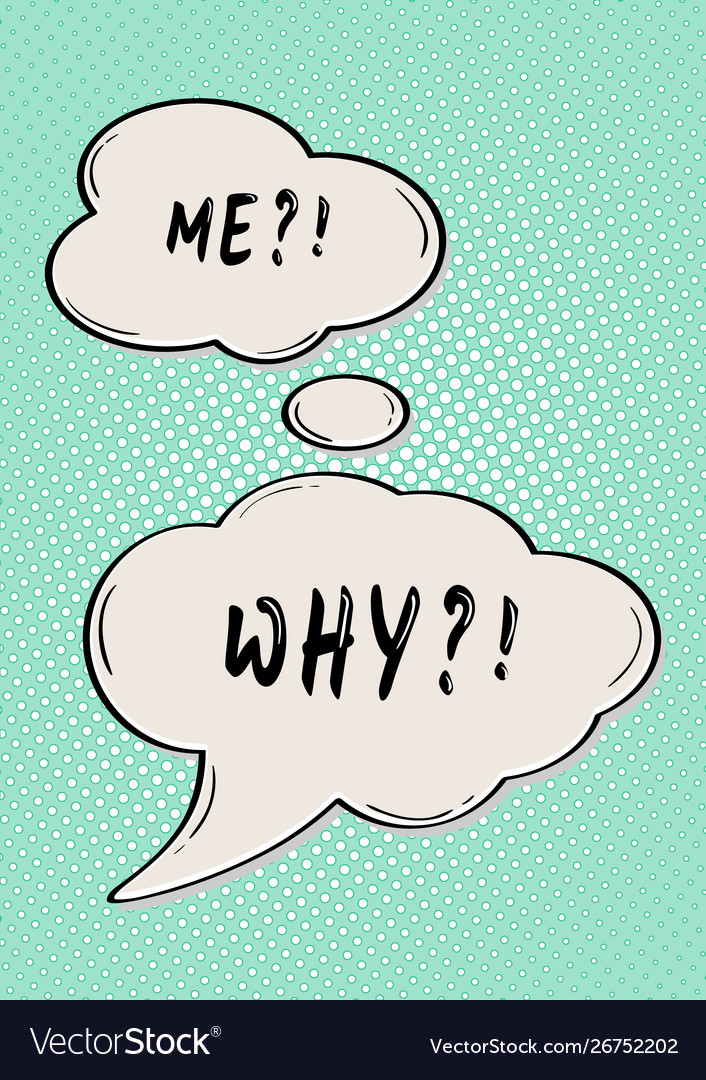Me why comic bubble Royalty Free Vector Image - VectorStock