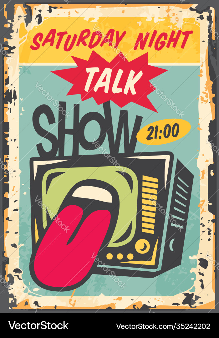 Saturday night talk show vintage advertisement Vector Image