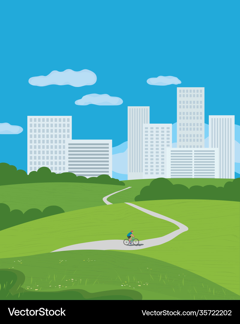 Summer city park landscape scene poster Royalty Free Vector