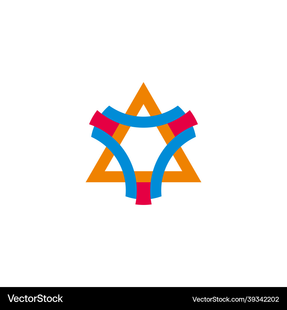 Triangles ribbon stars colorful logo Royalty Free Vector