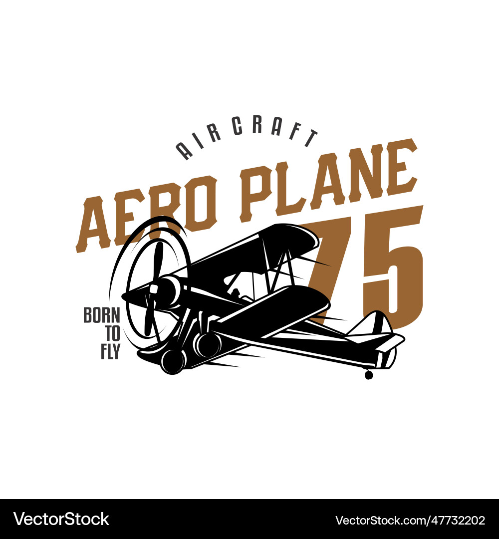 Vintage retro airplane with emblem logo design Vector Image