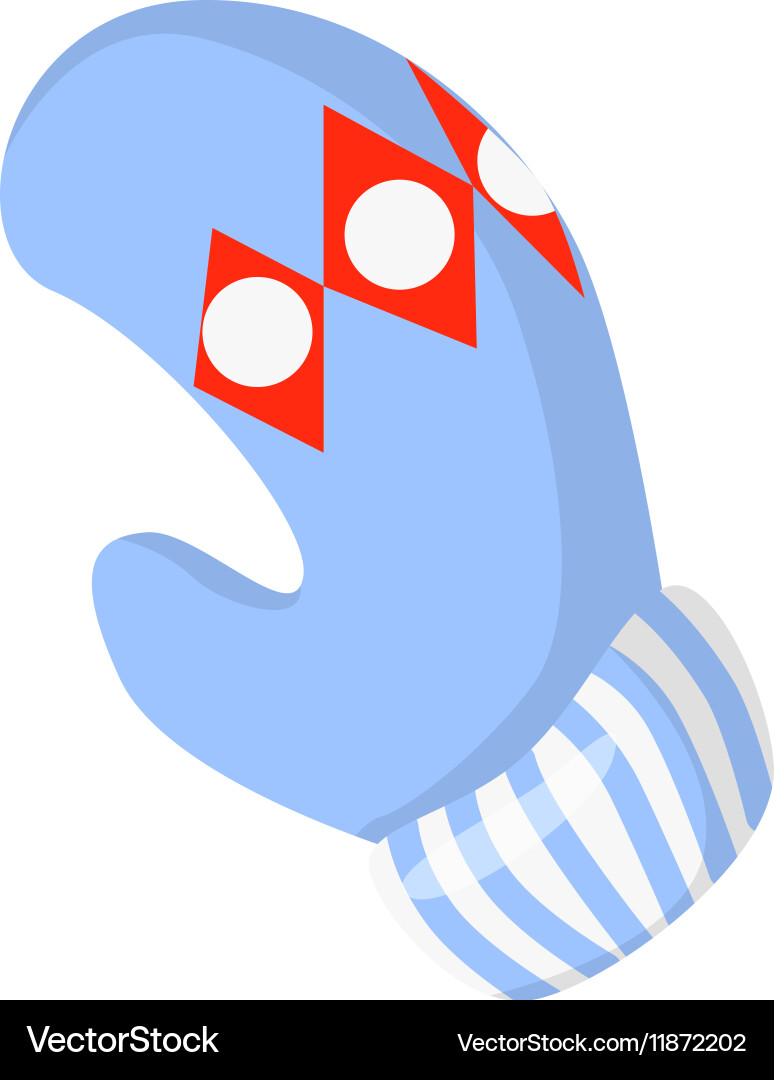 Winter mitten isolated on white Cartoon Royalty Free Vector