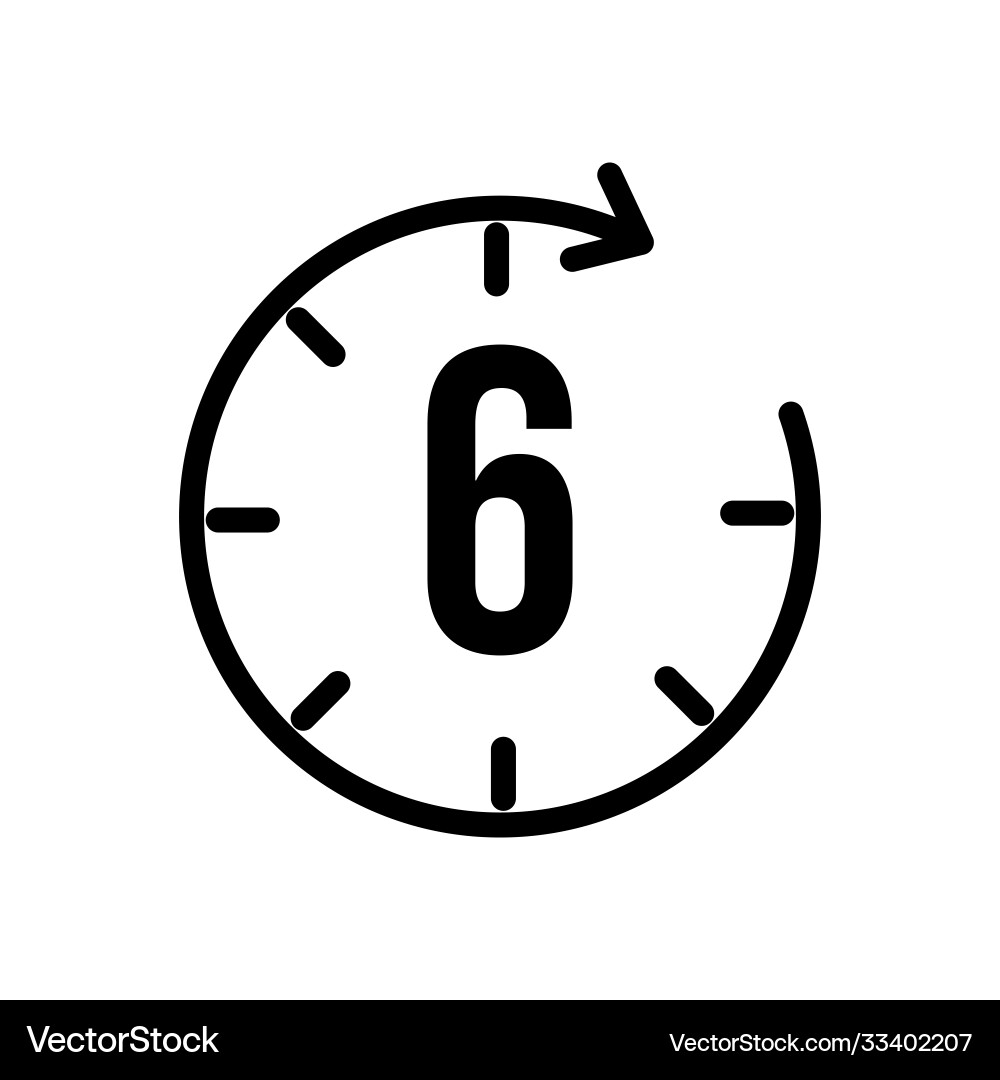 6 hour symbol icon isolated on white background Vector Image