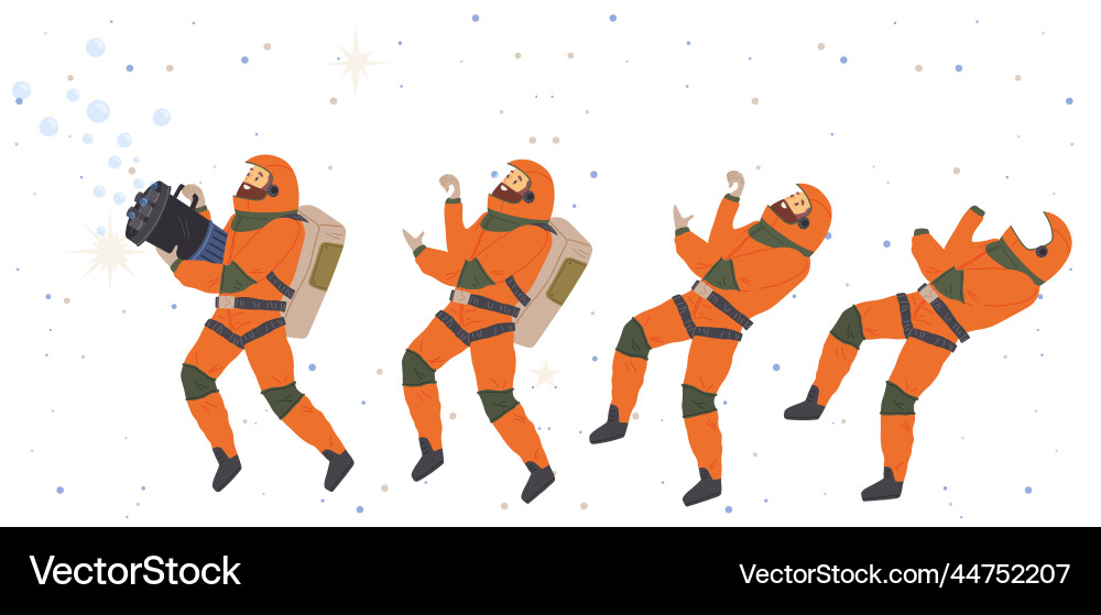Astronaut spaceman shoots bubble gun man dressed Vector Image