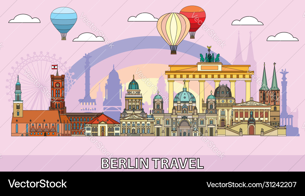 Berlin colorful line art 3 Royalty Free Vector Image