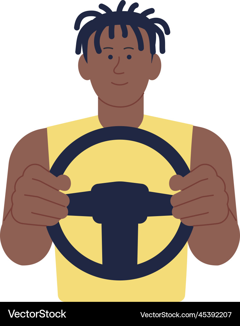 Black young man driving car driver character Vector Image