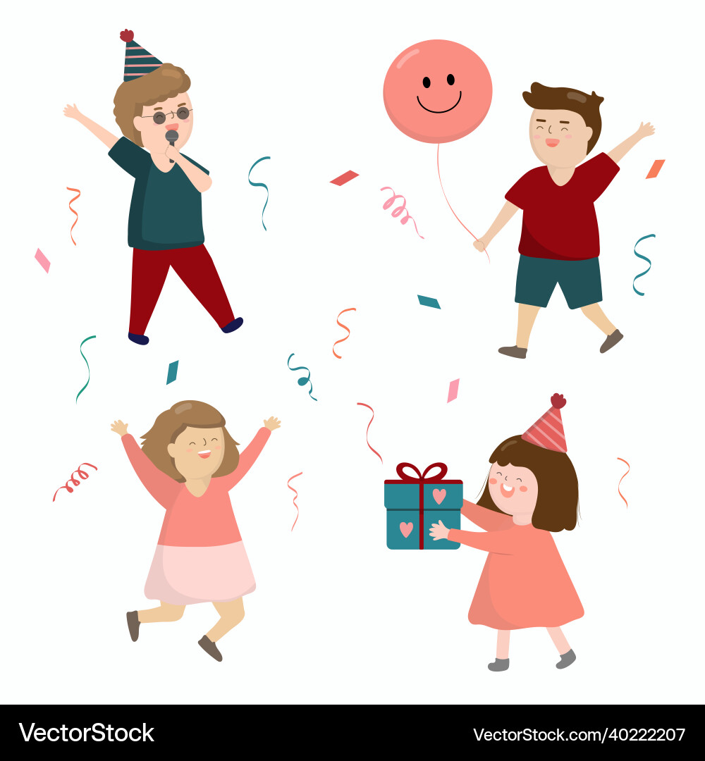 Cartoon character design on happy and having Vector Image