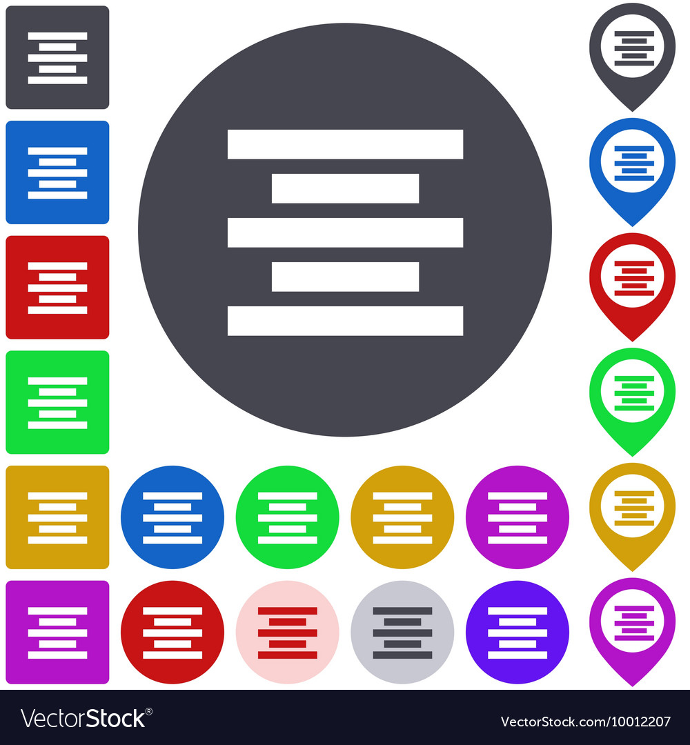 Centre alignment icon set Royalty Free Vector Image