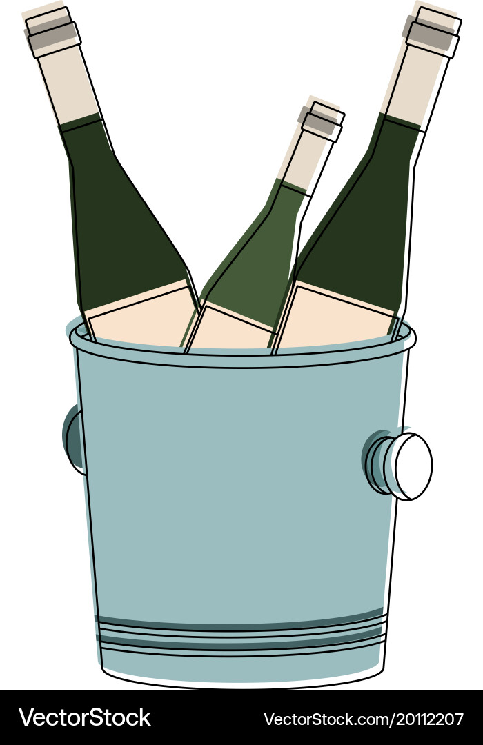 Champagne bottles on ice bucket Royalty Free Vector Image