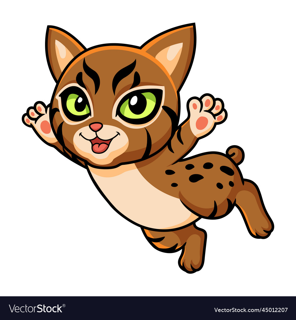Cute Pixie Bob Cat Cartoon Flying Royalty Free Vector Image