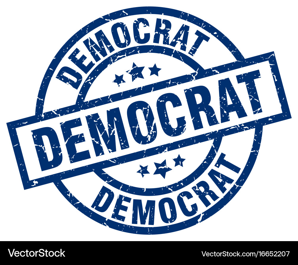 Democrat blue round grunge stamp Royalty Free Vector Image