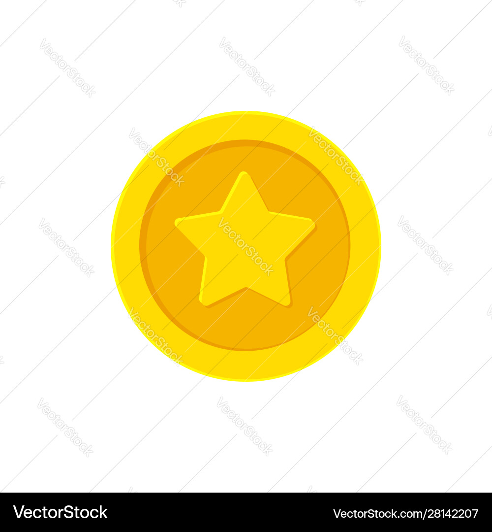 Golden coin with a star Royalty Free Vector Image