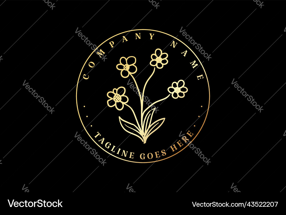 Golden elegant circular round flower logo design Vector Image