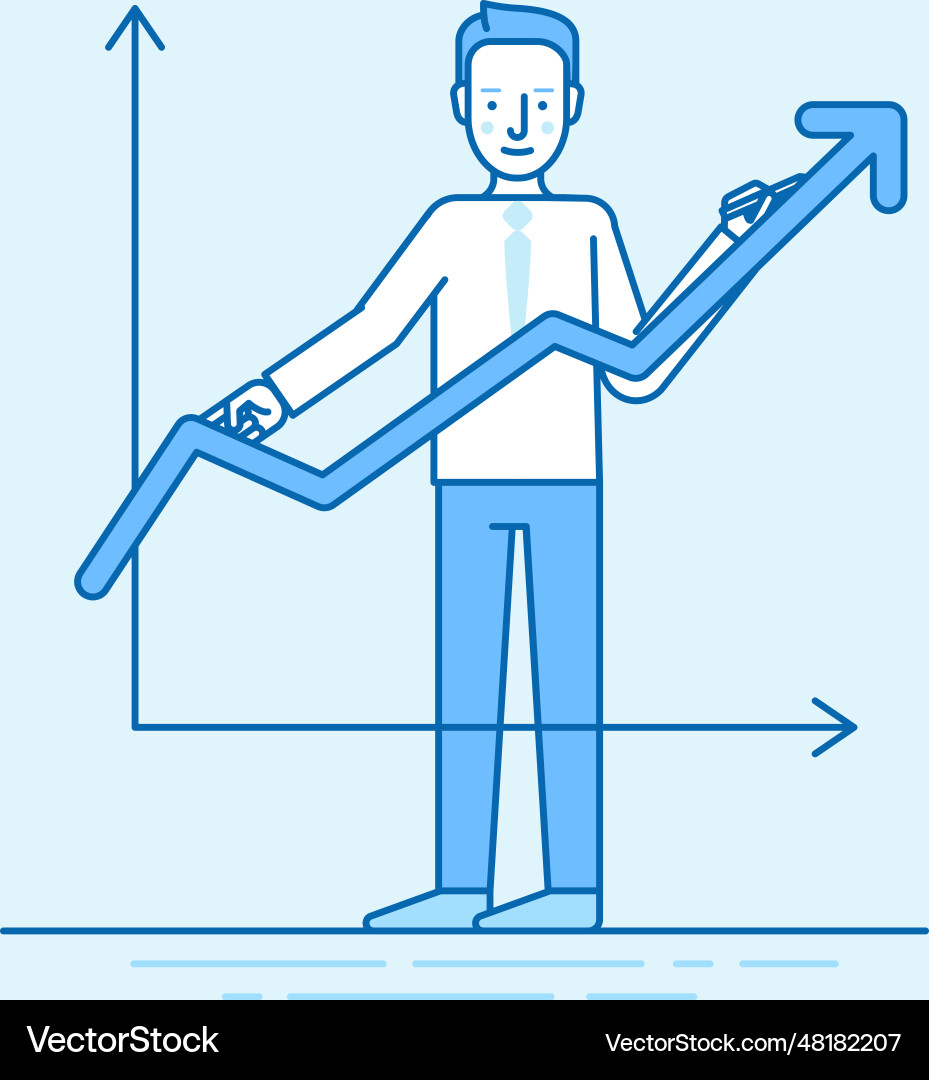 In trendy flat linear style in blue colour - man Vector Image