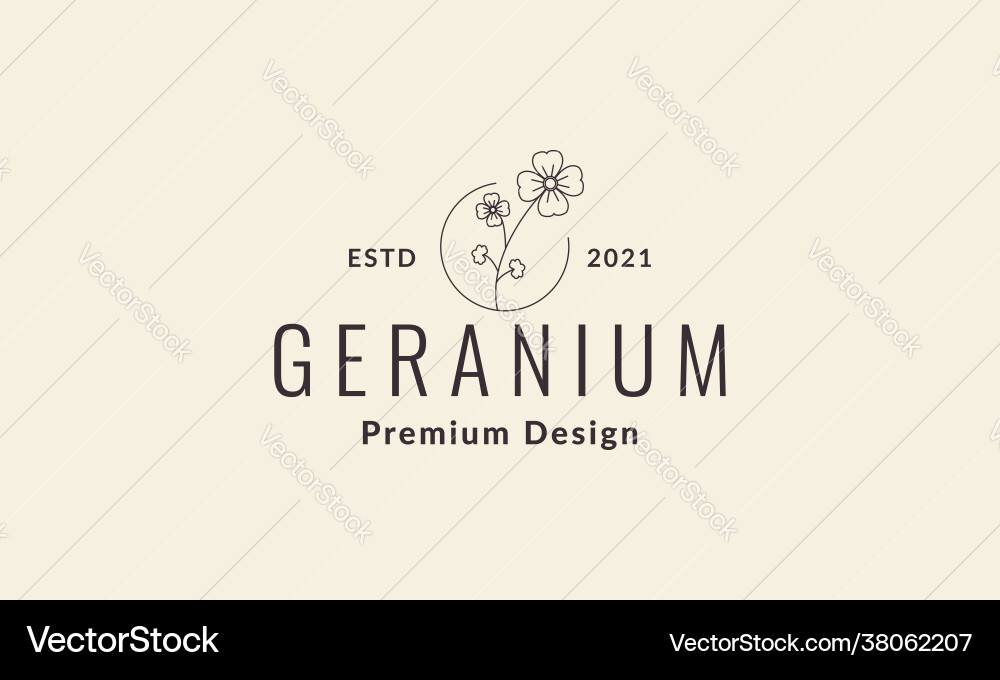 Lines geranium flower logo symbol icon graphic Vector Image