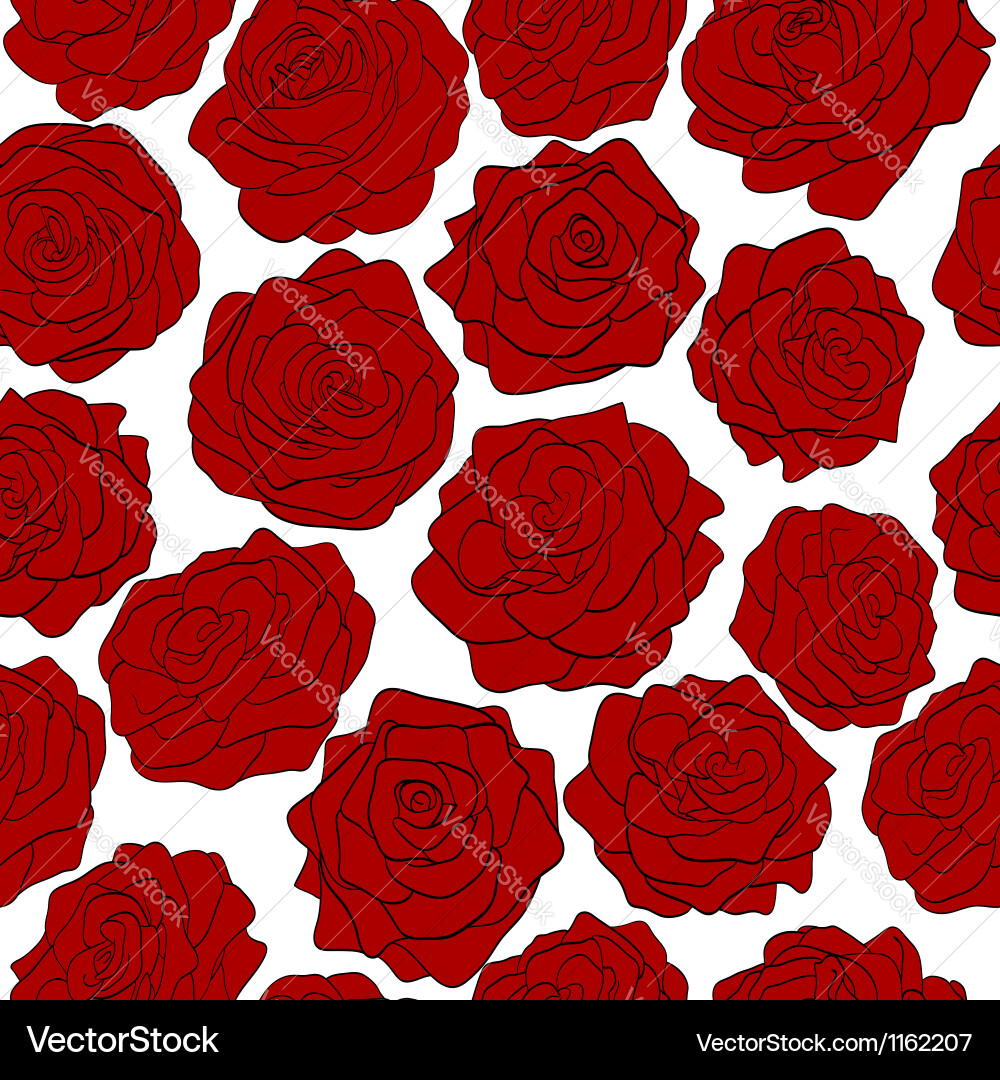 Seamless pattern of red roses on a white Vector Image