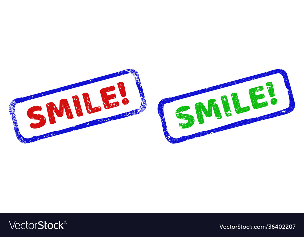 Smile exclamation bicolor rough rectangular stamp Vector Image