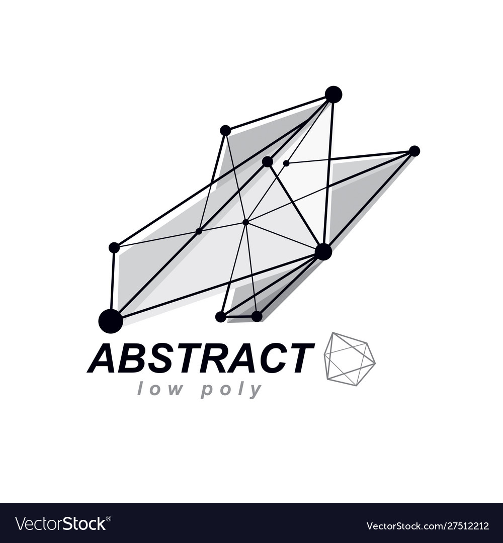 Abstract 3d Polygonal Wireframe Object Geometric Vector Image