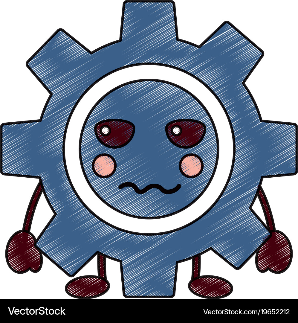 Angry gear kawaii icon image Royalty Free Vector Image