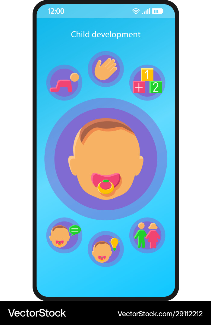 Child development smartphone interface template Vector Image