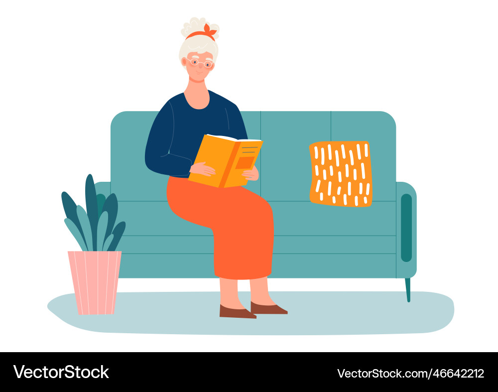 Elderly woman reading concept Royalty Free Vector Image
