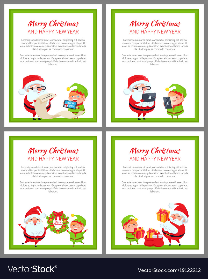 Merry christmas and happy new year set of cards Vector Image