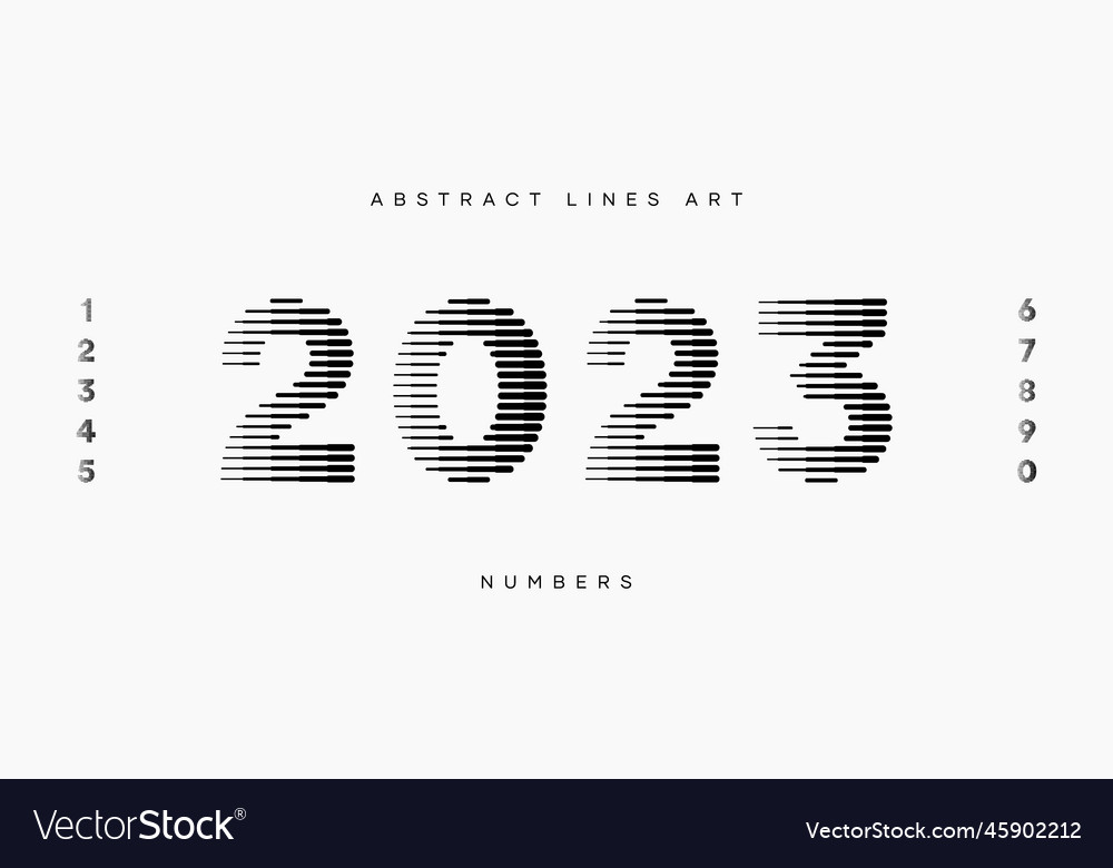 Numbers set abstract lines art modern Royalty Free Vector