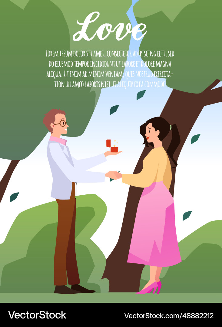 Poster or vertical banner about marriage proposal Vector Image