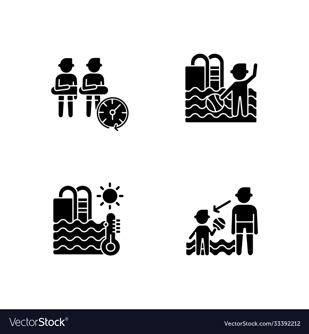 Public swimming pool black glyph icons set on Vector Image Public swimming pool black glyph icons set on Vector Image