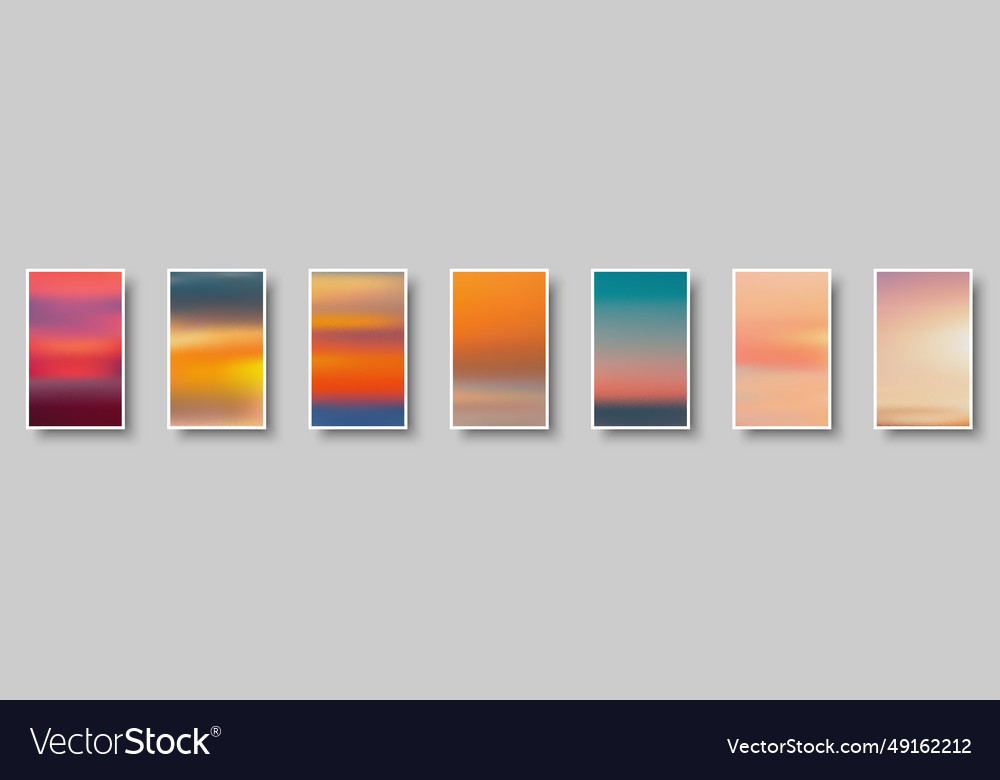 Set of colorful paper sunset and sunrise sea Vector Image