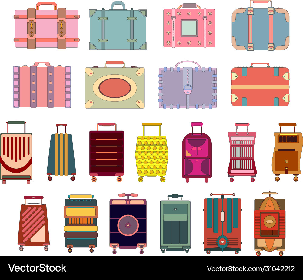Travel suitcase set isolated on white background Vector Image