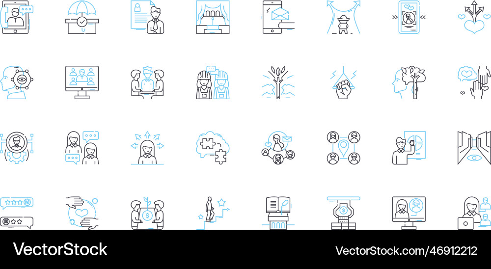 United communities linear icons set togetherness Vector Image