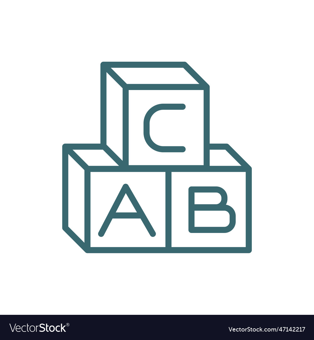 Baby abc cubes icon thin line abc cubes play Vector Image Baby abc cubes icon thin line abc cubes play Vector Image