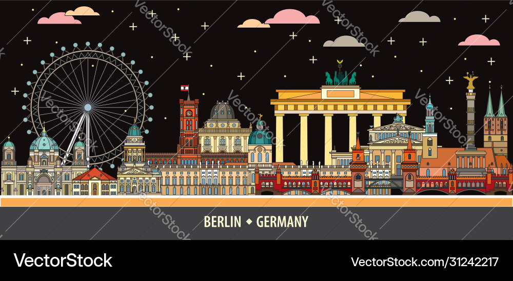 Berlin colorful line art 5 Royalty Free Vector Image