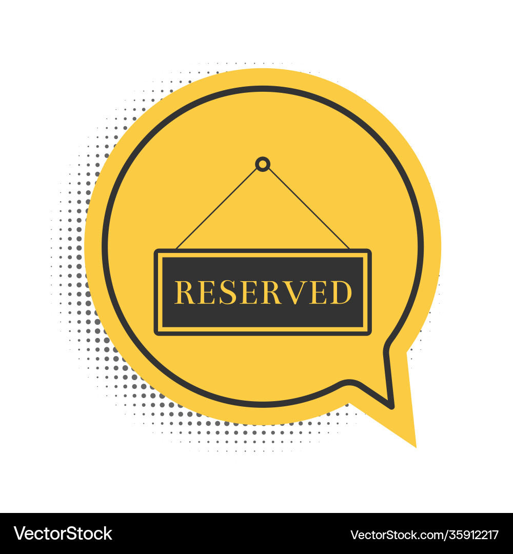 Black hanging sign with text reserved icon Vector Image