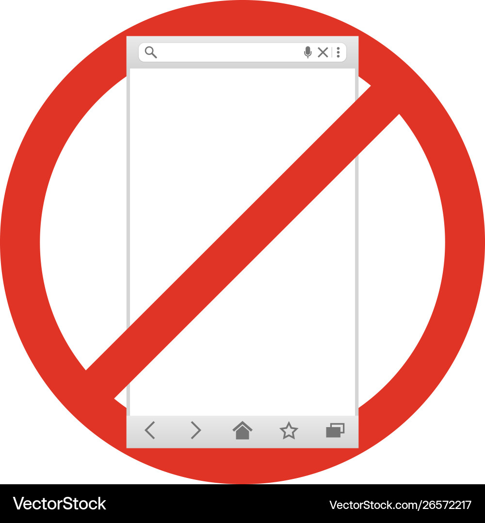 Browser window in prohibition sign banned Vector Image