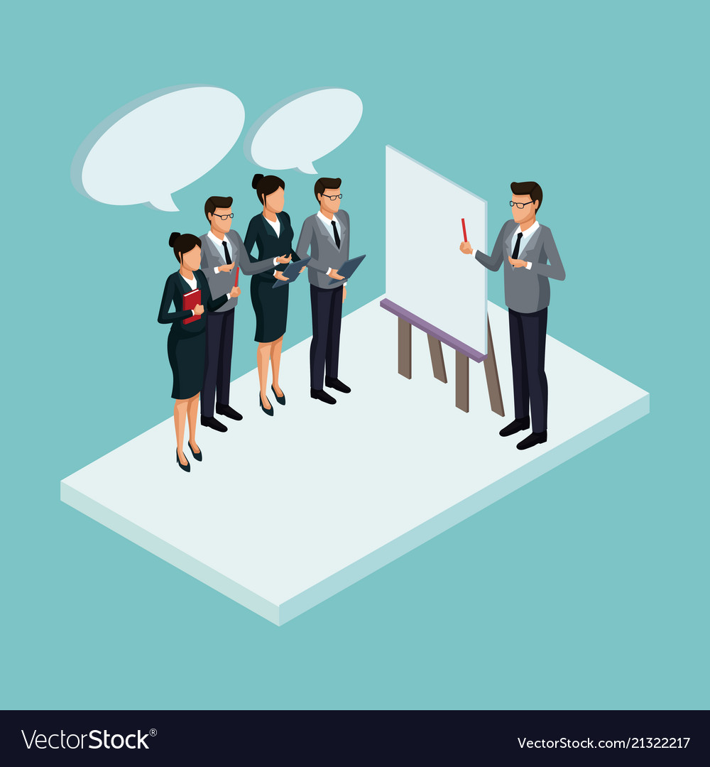 Business isometric people Royalty Free Vector Image