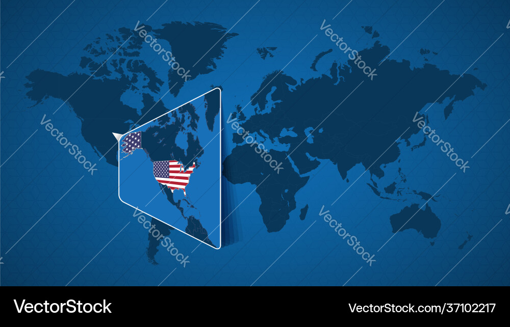 Detailed world map with pinned enlarged map Vector Image