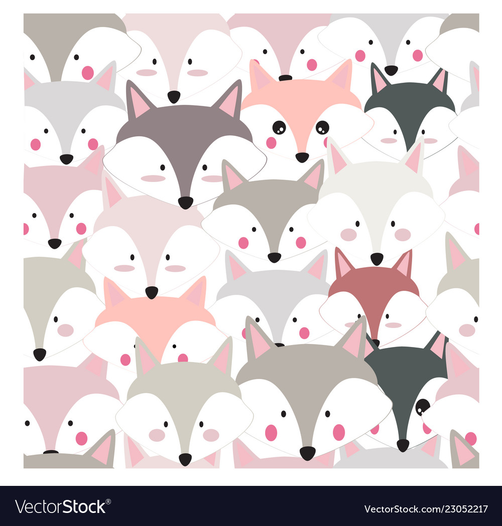 Fox face seamless pattern Royalty Free Vector Image