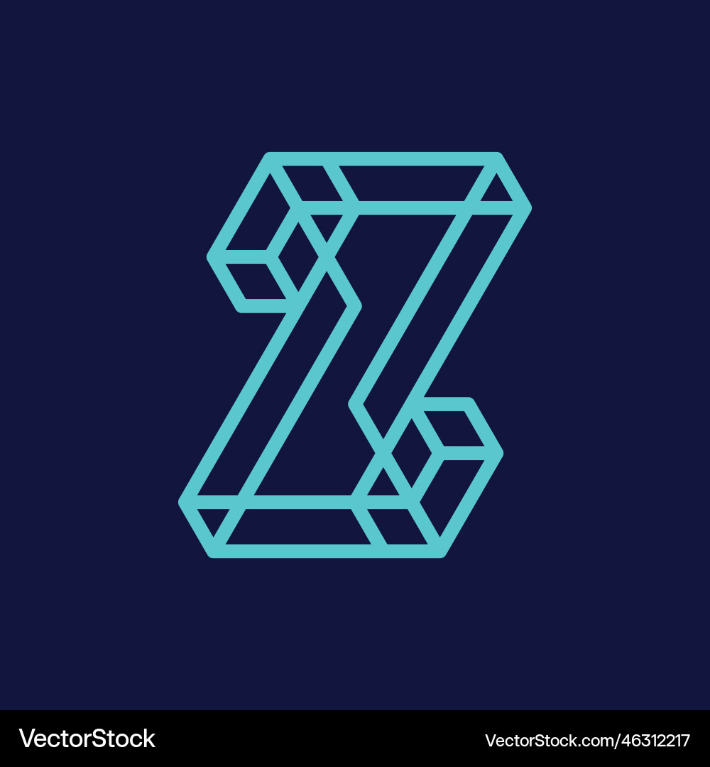 Letter z block line modern geometric design Vector Image