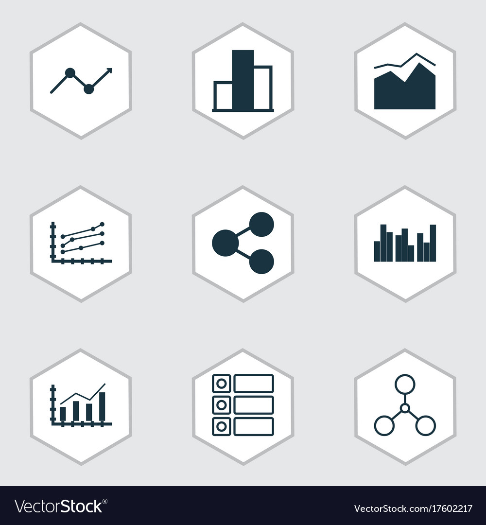 Set of graphs diagrams and statistics icons Vector Image