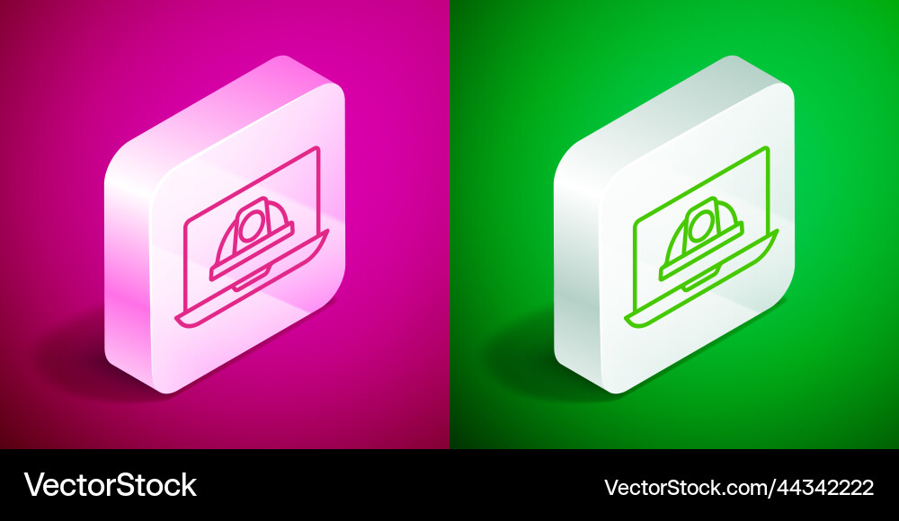 Isometric line worker safety helmet icon isolated Vector Image
